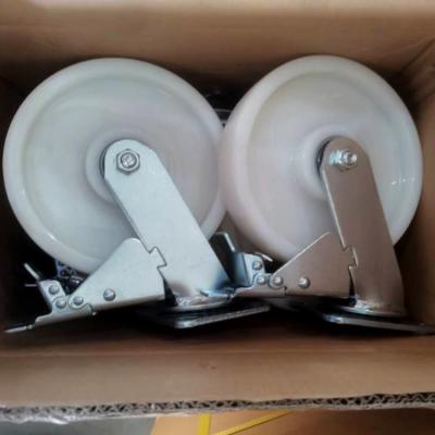 China 837lbs Load Capacity Heavy Duty Casters Red Polyurethane Wheels Iron Wheel Center for sale
