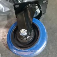 China 125x32mm Blue Soft TPR Wheels Directional Electrophoresis Fork Trolley Wheel TPR Casters Wholesale for sale