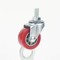 China 1.5 Inch Red PU Small Swivel Casters M8 Threaded Stem Furniture Silent Wheels Manufacturer YLcaster for sale