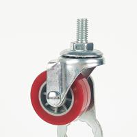 China 1.5 Inch Red PU Small Swivel Casters M8 Threaded Stem Furniture Silent Wheels Manufacturer YLcaster for sale