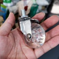 China 2 Inch Clear PU Furniture Casters Chrome Painted Good Looking Swivel Stem Transparent Caster Wheels for sale