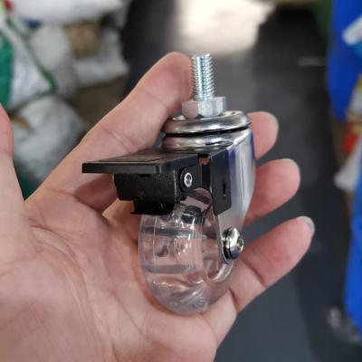 China 2 Inch Clear Polyurethane Casters Transparent Chair Wheels With Brake for sale