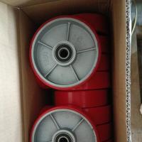 China 1850 Red Pallet Jack Wheels Double Ball Bearing Iron PU Pallet Truck Drive Wheels Wholesale for sale
