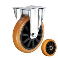 China 6 Inch Flat Type European Castors Hollow Core Polyurethane Swivel Industrial Wheels OEM for sale