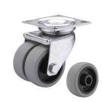 China 3inch Double Wheel Soft Casters Low Profile Floor-protecting Swivel TPR Caster Wheels China for sale