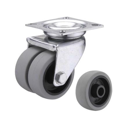 China 3inch Double Wheel Soft Casters Low Profile Floor-protecting Swivel TPR Caster Wheels China for sale