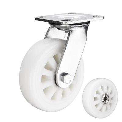 China 6 Inch Heavy Duty Solid White Wheel 350KG Bearing Nylon Trolley Caster Wheels OEM China for sale