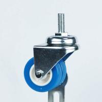 China 50mm Diameter Twin Wheel Casters Threaded Stem Blue PVC Light Duty Casters Low Profile for sale