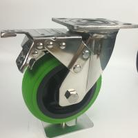 China 8 Inch Soft Green Wheel 300kg Loading Heavy Duty Stainless Steel Swivel Lock Casters 304 for sale