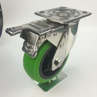 China 8 Inch Soft Green Wheel 300kg Loading Heavy Duty Stainless Steel Swivel Lock Casters 304 for sale