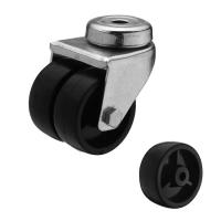 China 50mm Dual Wheel PP Casters With Lock Bolt Hole Plastic Swivel Casters For Furniture China for sale
