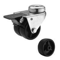 China 50mm Dual Wheel PP Casters With Lock Bolt Hole Plastic Swivel Casters For Furniture China for sale