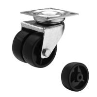 China 2 Inch Top Plate Type Light Duty Twin Wheel Plastic Caster Wheels Low Profile OEM for sale