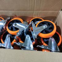 China 5 Inch Meidum Duty Orange PVC Hollow Core Wheel Swivel Casters With Double Brakes YLcaster for sale