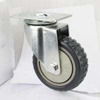 China 5 Inch 125mm Grey Tread Wheels Total Brake PVC Medium Duty Castors With Dust Covers For Trolleys for sale
