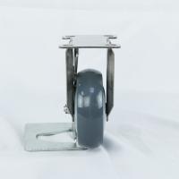 China 100mm Silent Polyurethane Wheels Rigid Plate Stainelss Steel PU Castors With Dust Covers for sale
