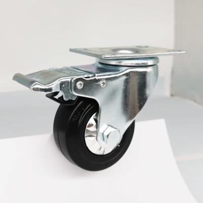 China 3 Inch 154lbs Capacity Medium Duty Top Plate Locking Rubber Casters With Dust Covers Supplys for sale