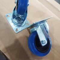 China 150kg Capacity 100x33mm European Soft Blue Wheels Swivel Elastic Rubber Caster Wheels Wholesales for sale