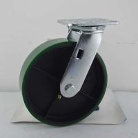 China 8 Inch Cast Iron Wheels Heavy Duty Swivel Plate Iron PU Industrial Trolley Wheels Castors Green for sale