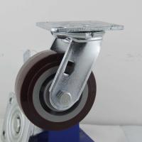 China 5 Inch Heavy Duty Polyurethane Casters Swivel Plate Soft Industrial Trolley Wheels Wholesale for sale