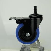 China 5 Inch Thermoplastic Rubber Wheels Threaded Stem Blue TPR Swivel Trolley Wheel Casters for sale