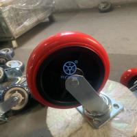China 6 Inch Red PVC Heavy Duty Casters Swivel Plate Trolley Wheels for sale