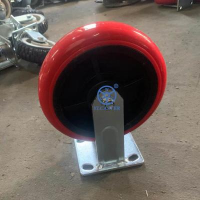China Red  Heavy Duty Casters 837lbs Load Capacity Ball Bearing Iron Wheel Center Zinc Painted for sale