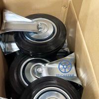 China 8 Inch Swivel Black Rubber Caster Wheels Solid Industrial Casters for sale