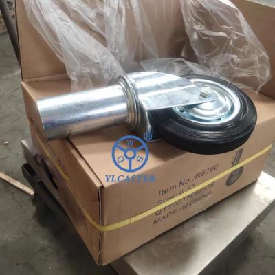 China 160mm Hollow Stem Scaffold Castors Black Rubber Tube Scaffolding Wheels for sale