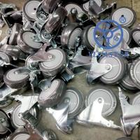 China 4 Inch Lockable Bolt Hole Type Soft TPR Castors Grey Wheel Trolley Casters for sale