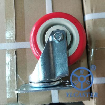 China 100mm Swivel Red PVC Casters Economical Trolley Wheels 90KG Capacity for sale