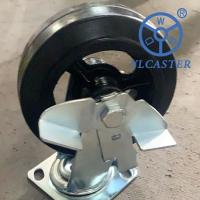 China 6 Inch Solid Rubber Casters Heavy Duty Industrial Side Brake for sale