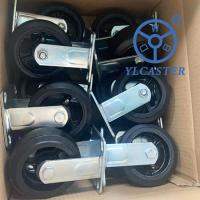 China 6 Inch Solid Rubber Casters Heavy Duty Industrial Side Brake for sale