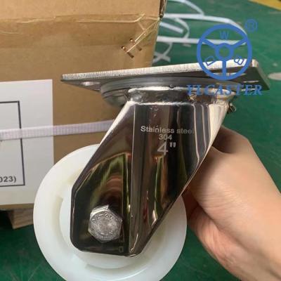 China 4 Inch Swivel Stainless Steel Nylon Castors Water-proof Trolley Wheels for sale
