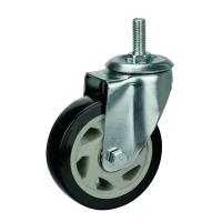 China High Quality 4 Inch Black PVC Casters Double Ball Bearing Threaded Stem Medium Duty Caster for sale