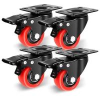 China 100mm Red Heavy Duty Casters With Polyurethane Wheel Material 837lbs Load for sale