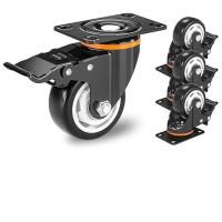 China Tear Resistant Steel Workbench Casters With Polyurethane Wheel Material 2.5 Inches Diameter for sale