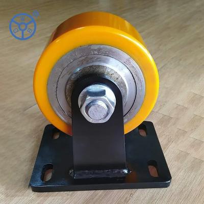 China 144mm Overall Length Heavy Duty Casters With Polyurethane Wheel for sale