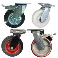 China 837lbs Load Capacity Heavy Duty Casters Red Polyurethane Wheels Iron Wheel Center for sale