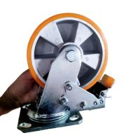 China Red  Heavy Duty Casters 837lbs Load Capacity Ball Bearing Iron Wheel Center Zinc Painted for sale