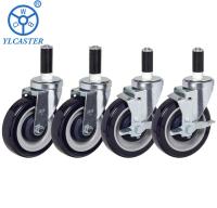 China 837lbs Heavy Duty Polyurethane Caster Wheels Dual Ball Bearings Red Iron Centers for sale