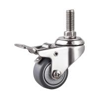 China 110kg Capacity Stainless Steel Casters Round Shape Tread Type And Bouble Ballrace Bracket Feature for sale