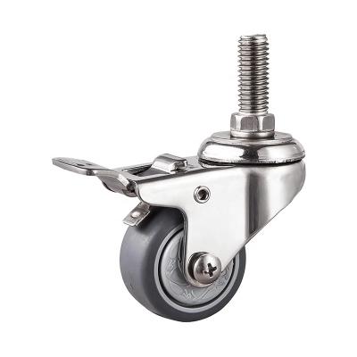 China 110kg Capacity Stainless Steel Casters Round Shape Tread Type And Bouble Ballrace Bracket Feature for sale