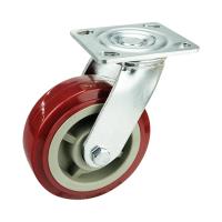 China 837lbs Heavy Duty Casters With Iron Center Polyurethane Wheels Dual Ball Bearings for sale