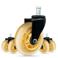 China 3-1/2 Inch Swivel Radius Zinc Plated Heavy Duty Caster Wheels Polyurethane Wheels 1-1/4 Inch for sale
