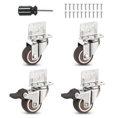 China Smooth Wheel Tread Light Duty Plate Casters Steel Housing Total Lock Brake -20 To 100° C for sale