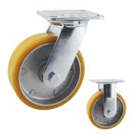 China 125mm PU Wheel Top Plate Braked Swivel Castors  Tread On Type for sale