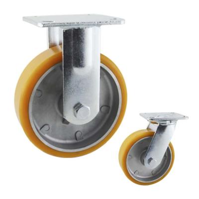 China 125mm PU Wheel Top Plate Braked Swivel Castors  Tread On Type for sale