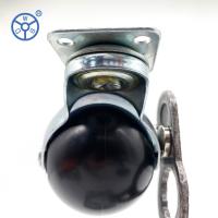 China 50mm Diameter Black Plastic Top Plate Ball Casters With Side Brake for sale