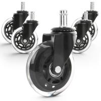 China Amazon Hot Sales 5 A Set Black Pu Chaire Casters Wheels Soft Transparent Caster for sale